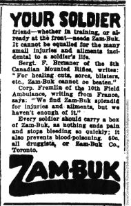 100 Years Ago: Ad for Zam-Buk – First World War Belleville