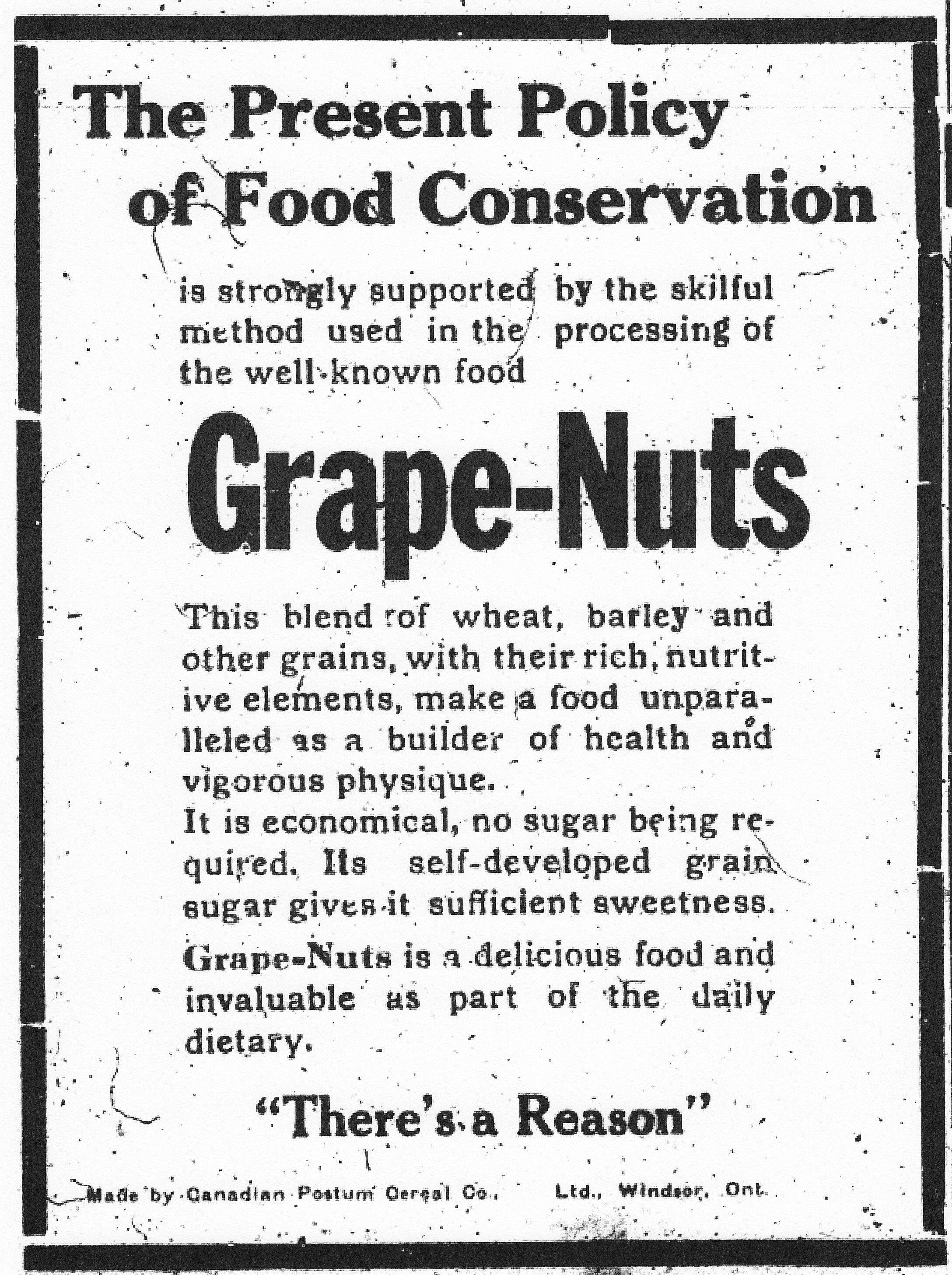 100 Years Ago: Veterans’ Day Great Success, Ad for Grape Nuts, Edwin ...